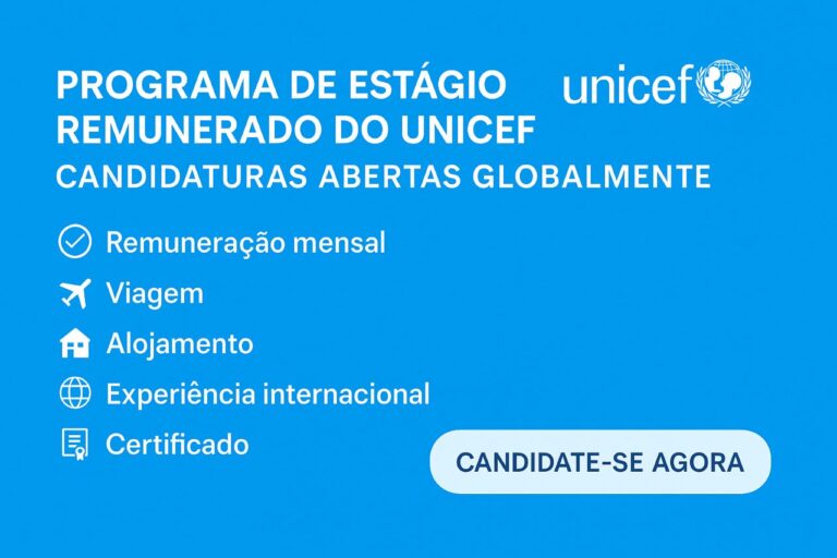 Programa de Estágio Remunerado do UNICEF: Inscrições Abertas